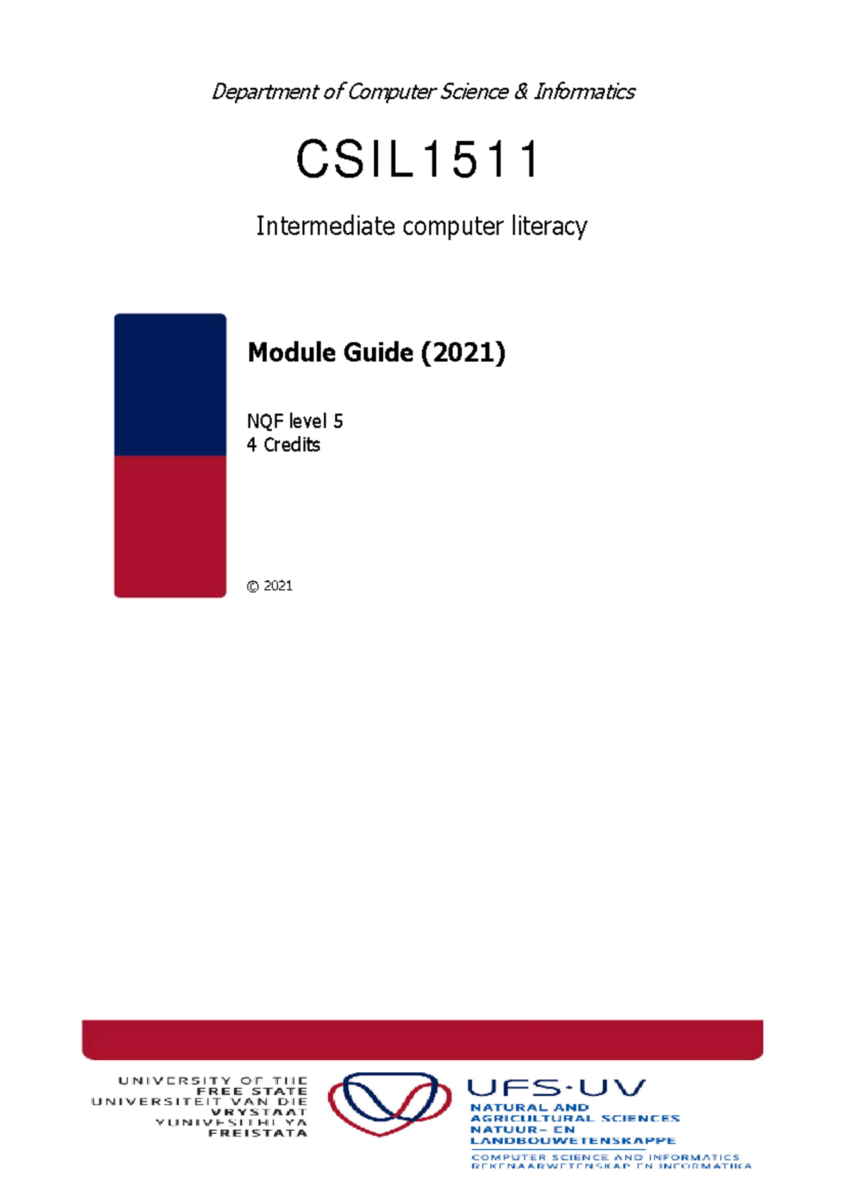 CSIL1511 Module Guide 2021 - Department of Computer Science ...
