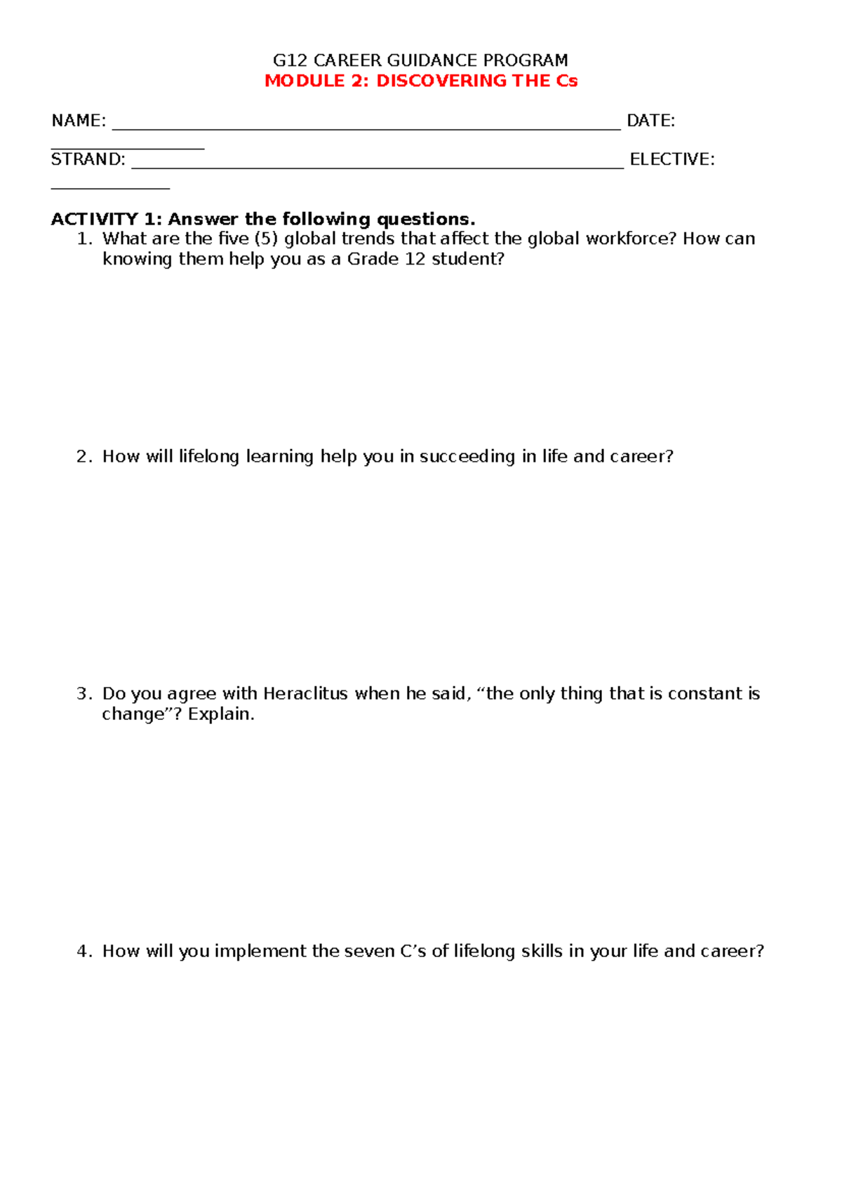 G12 CGP Activity Sheet ( Module 2) - G12 CAREER GUIDANCE PROGRAM MODULE ...