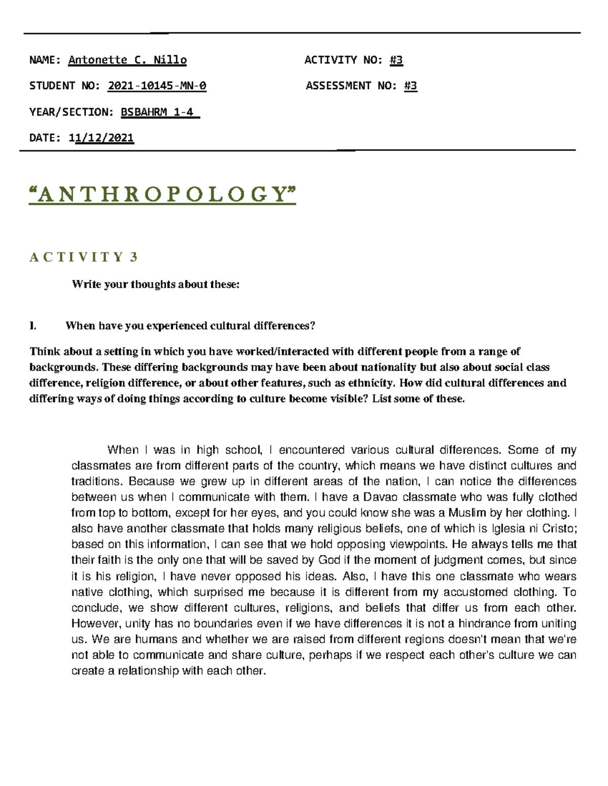 Sociology Lesson 3: Understanding Cultural Differences and Stereotypes ...