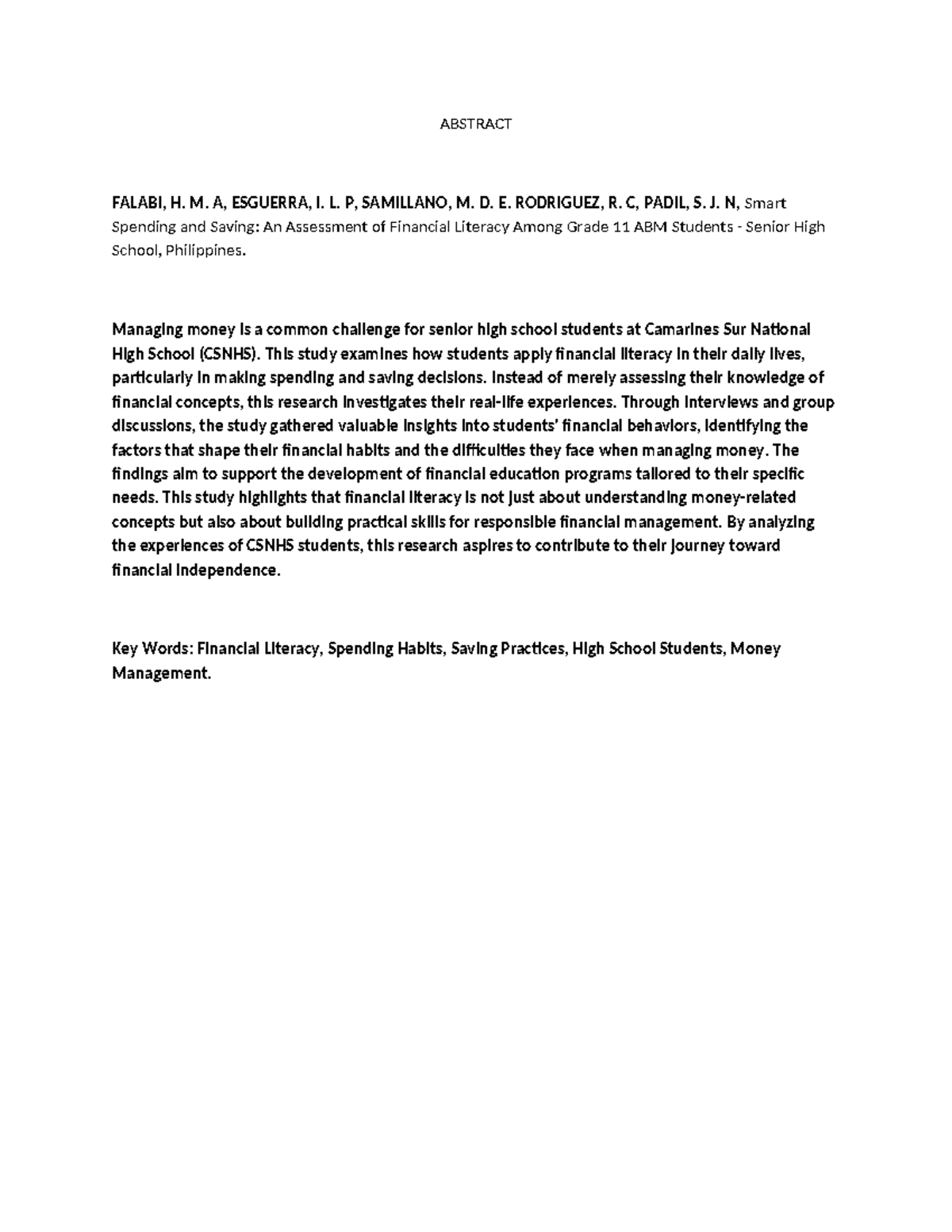ABM 11 Financial Literacy Assessment: Smart Spending & Saving Insights ...