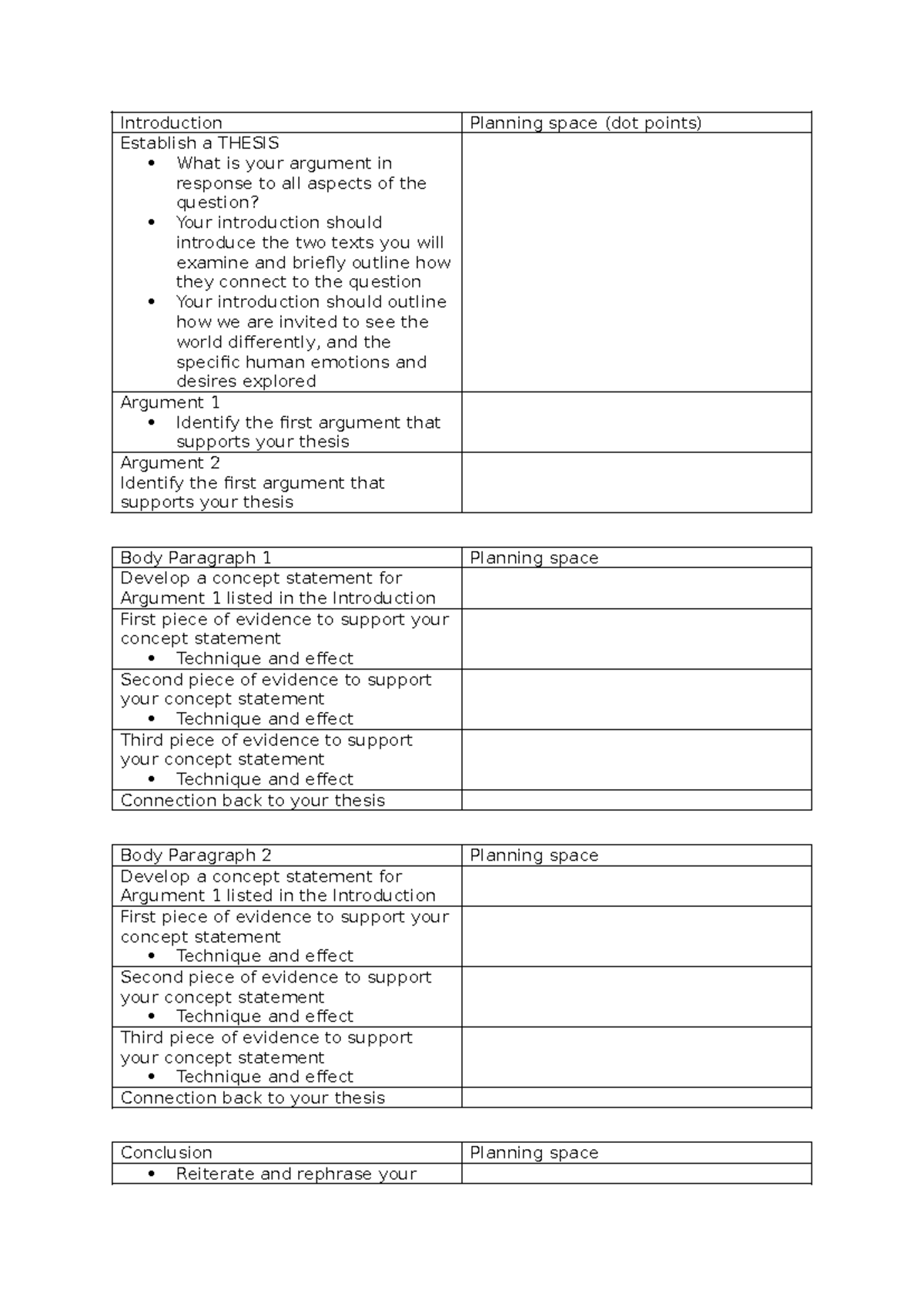 Essay Planning Guide: Structuring Your Argument Effectively - Studocu