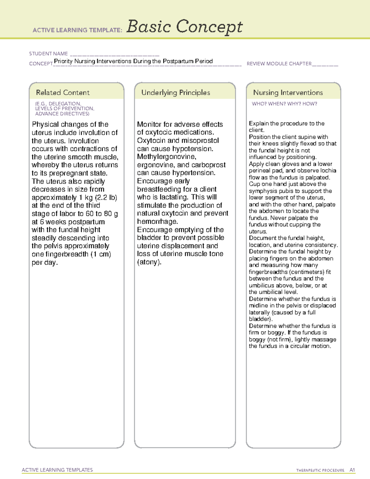 Priority Nursing Interventions for Postpartum Care: Active Learning ...