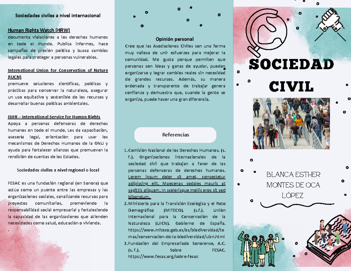 Tríptico sobre Sociedades Civiles y Derechos Humanos - Studocu