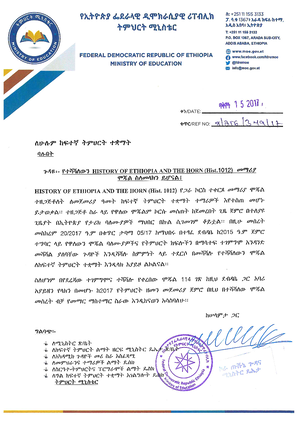 History Module (Revised) - MODULE HISTORY OF ETHIOPIA AND THE HORN ...