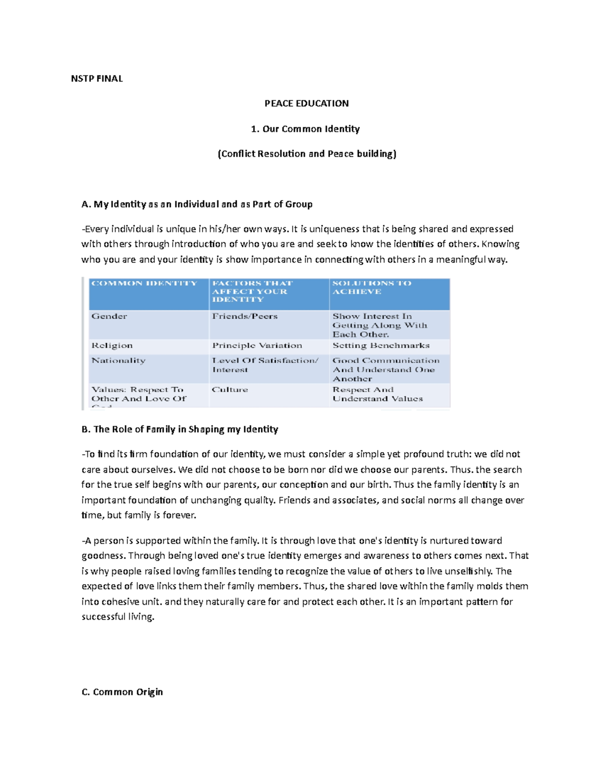 NSTP Finals - Peace Education Reviewer and Literacy Strategies - Studocu