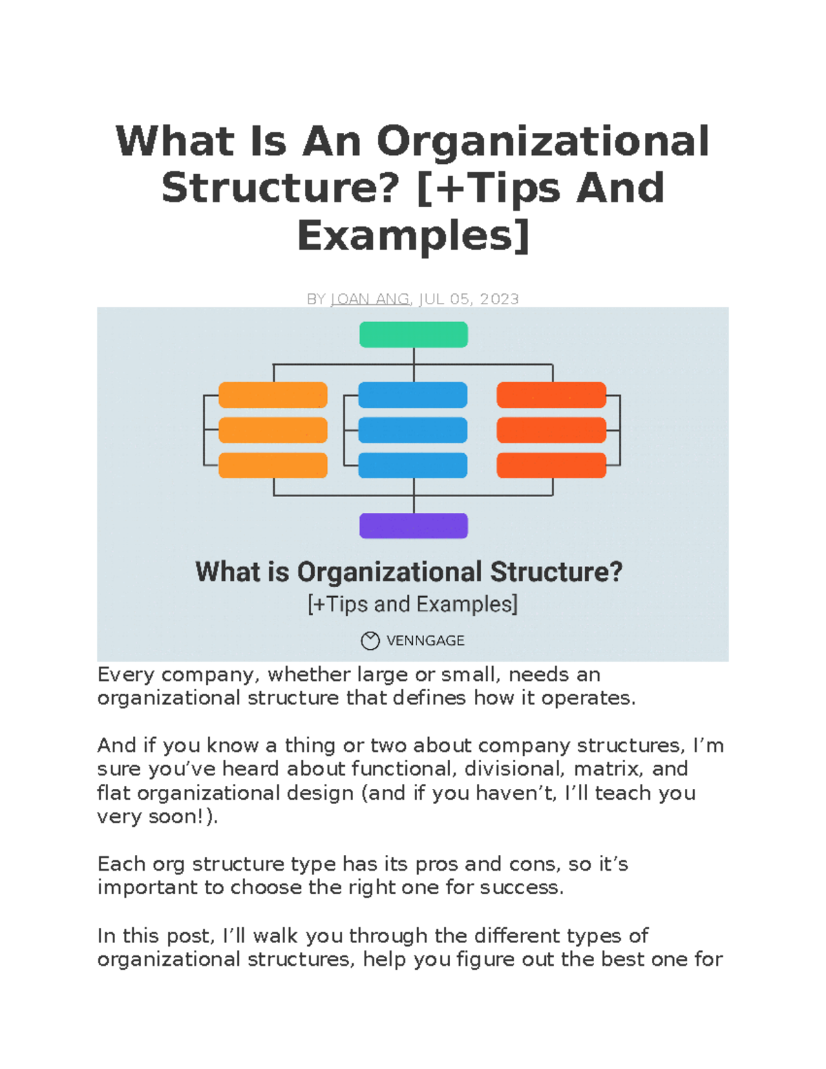 Understanding Organizational Structure: Types & Importance - Studocu