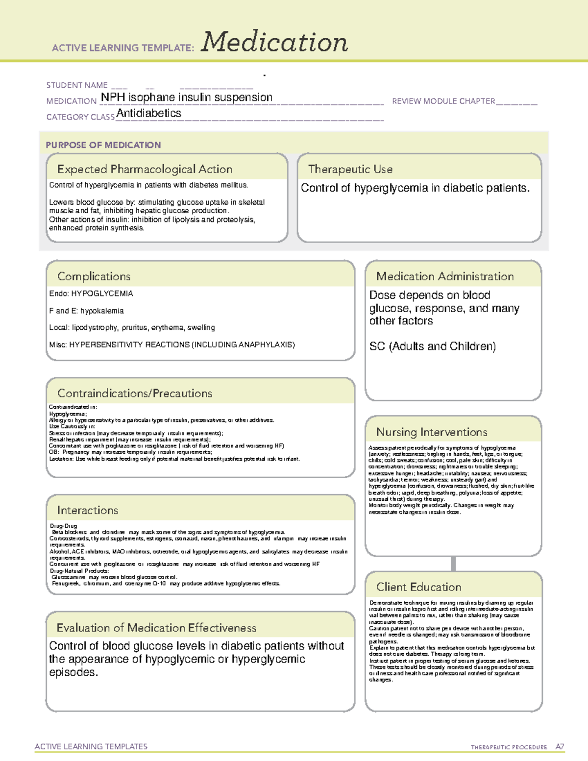 NPH medication template - ACTIVE LEARNING TEMPLATES THERAPEUTIC ...