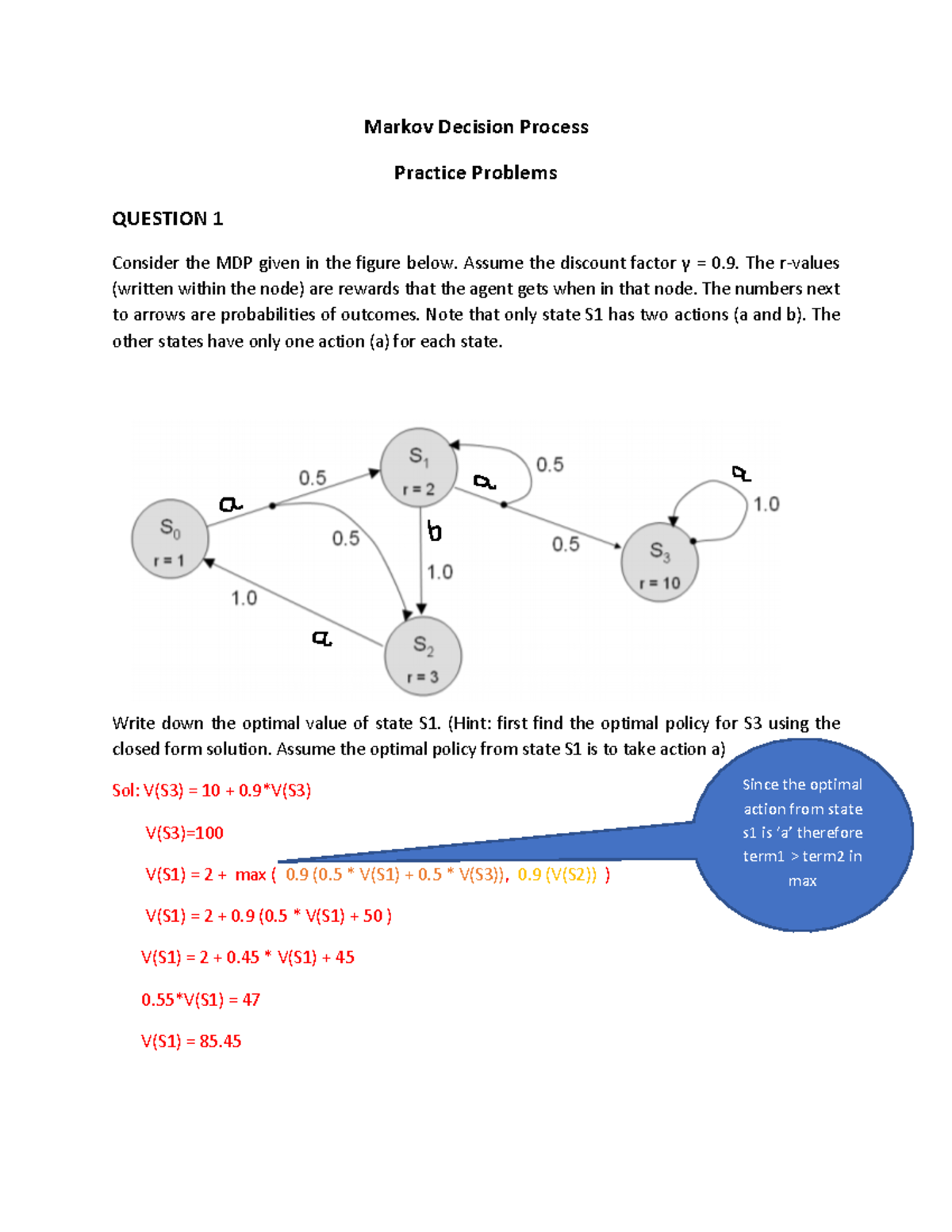 Practice Problems for 6 MDP: Optimal Policies and Value Iteration Explained - Studocu