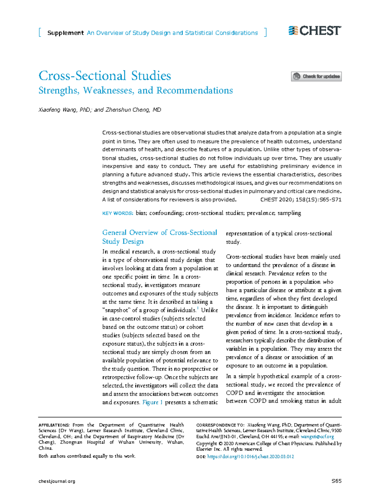 CHEST 2020: Cross-Sectional Studies - Strengths, Weaknesses, and ...