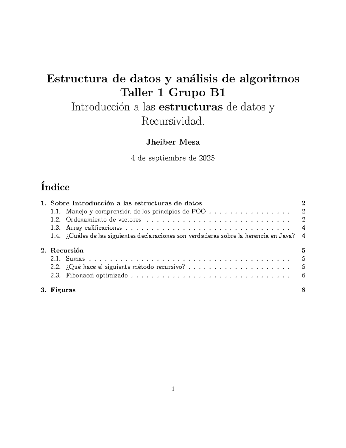 EDA B1 Taller 1: Estructuras de Datos y Recursividad - Studocu