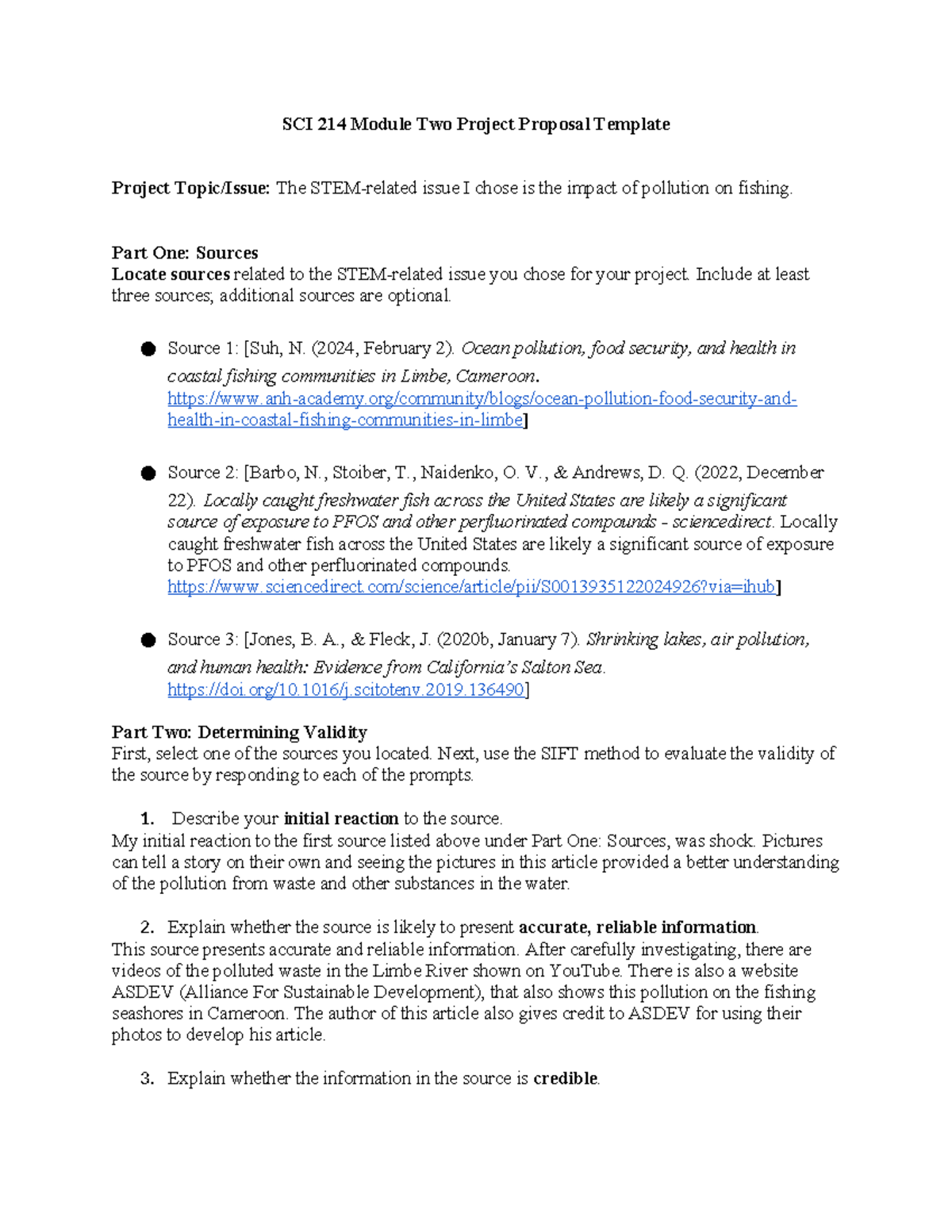SCI 214 Module Two Project Proposal: Pollution's Impact on Fishing ...