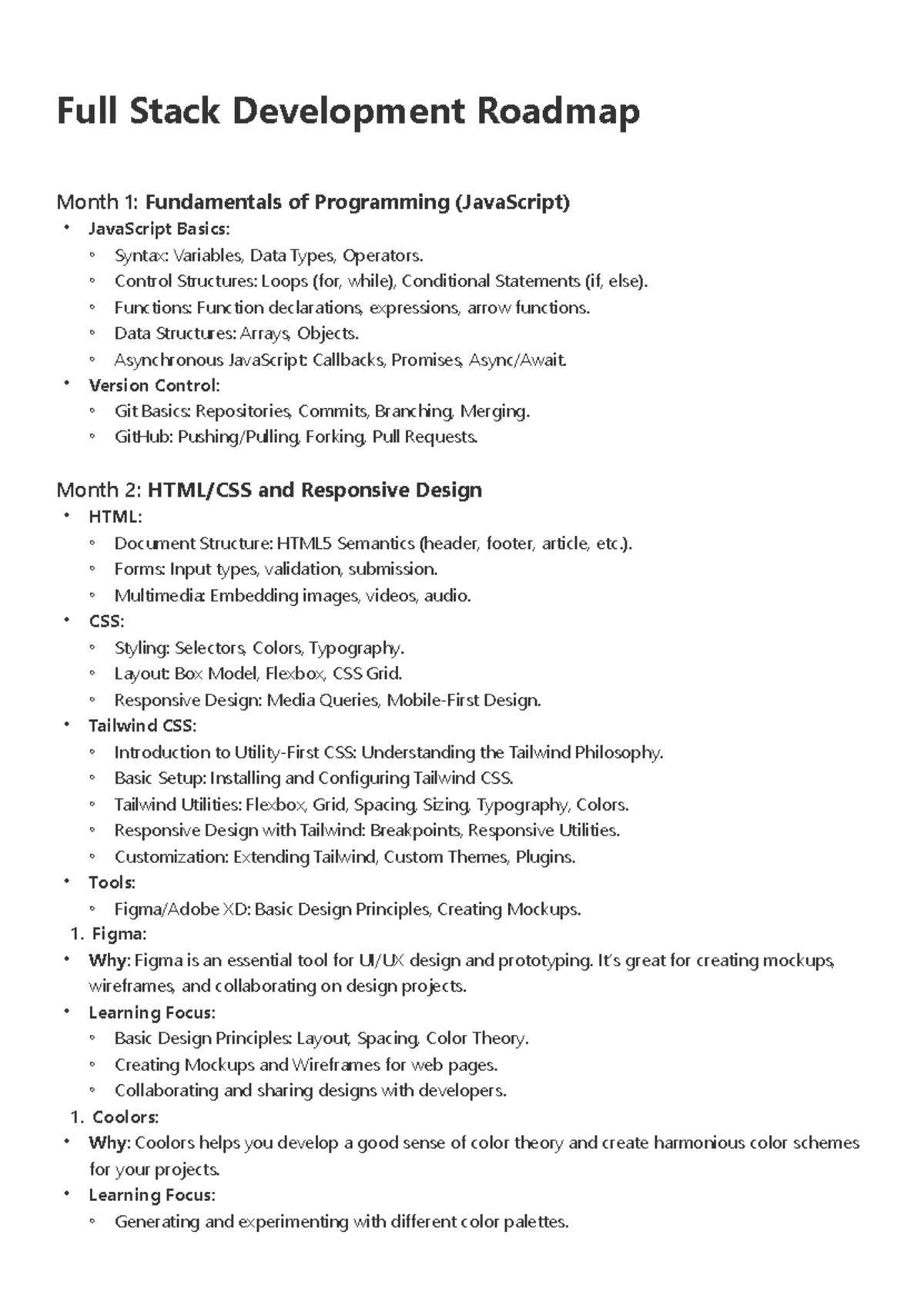 Full Stack Dev Course Roadmap: From Fundamentals to Capstone - Studocu