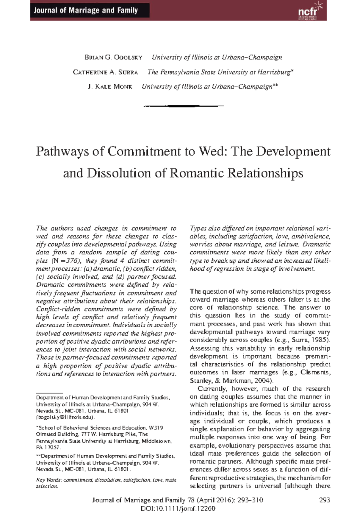Pathways of Commitment to Wed: Analyzing Relationship Dynamics - Studocu