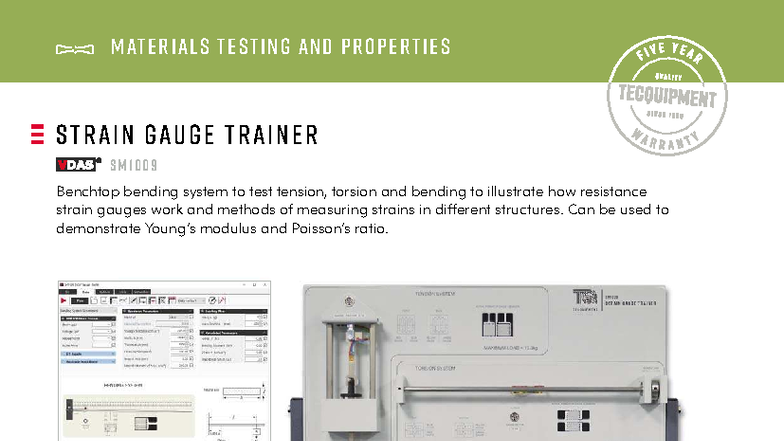 SM1009 Strain Gauge Trainer: Properties & Testing Methods - Studocu