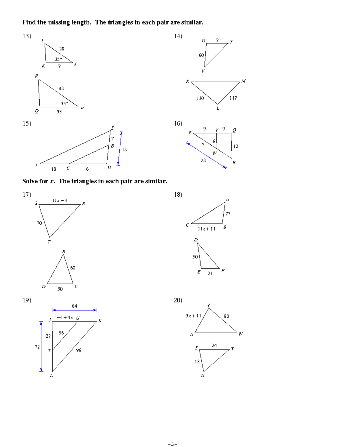 7-Similar Triangles - work - ©N I 2 m 0 R 1 S 1 q 5 KkuetSal ...