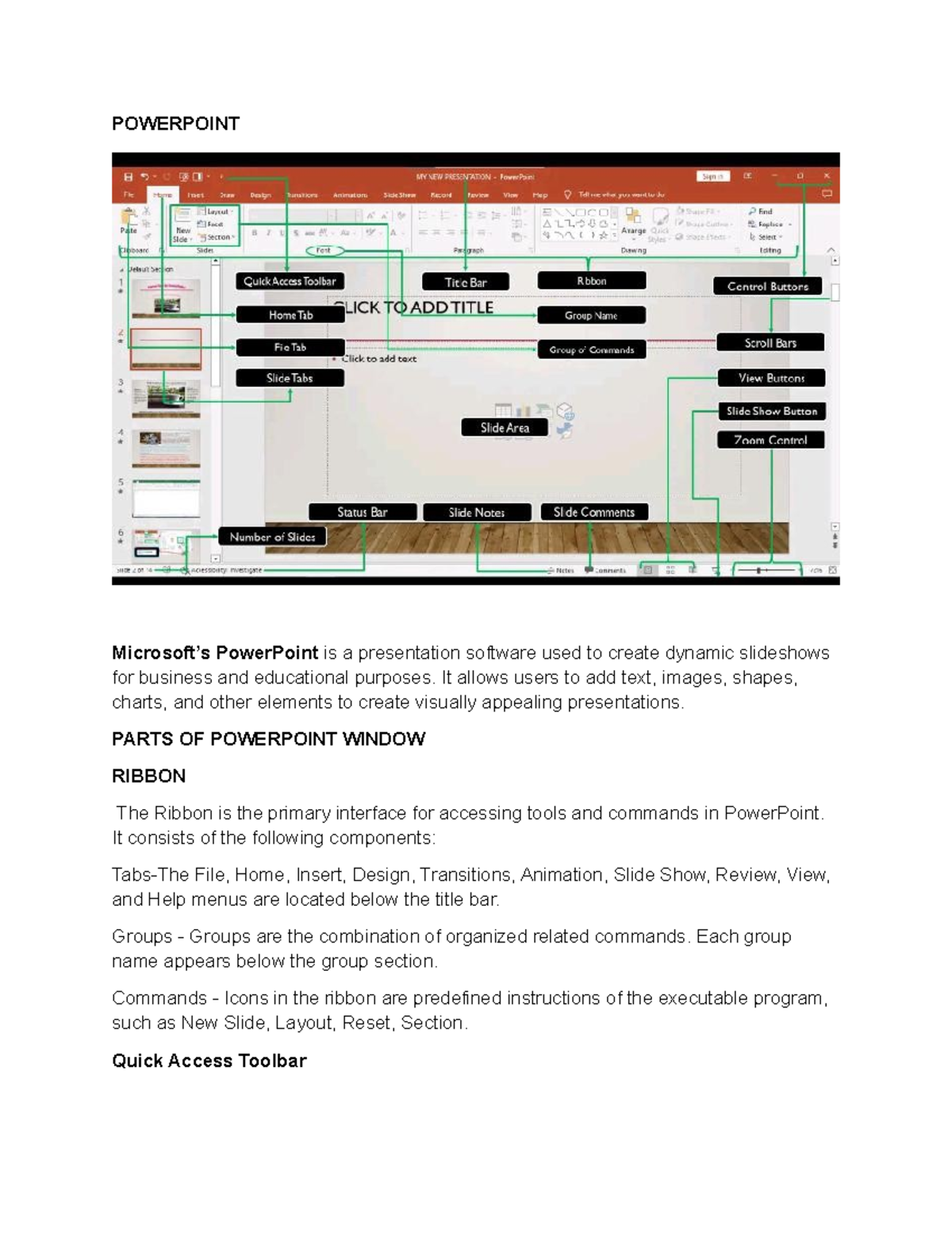 PPT- Reviewer - PowerPoint Presentation Components and Features - Studocu