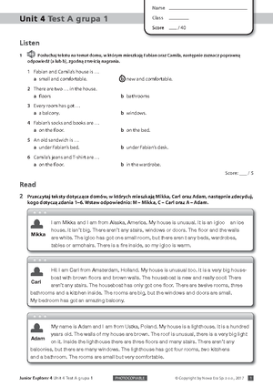 Together 5 U1 test - test - Together dla 5 klasy Tests © Macmillan ...