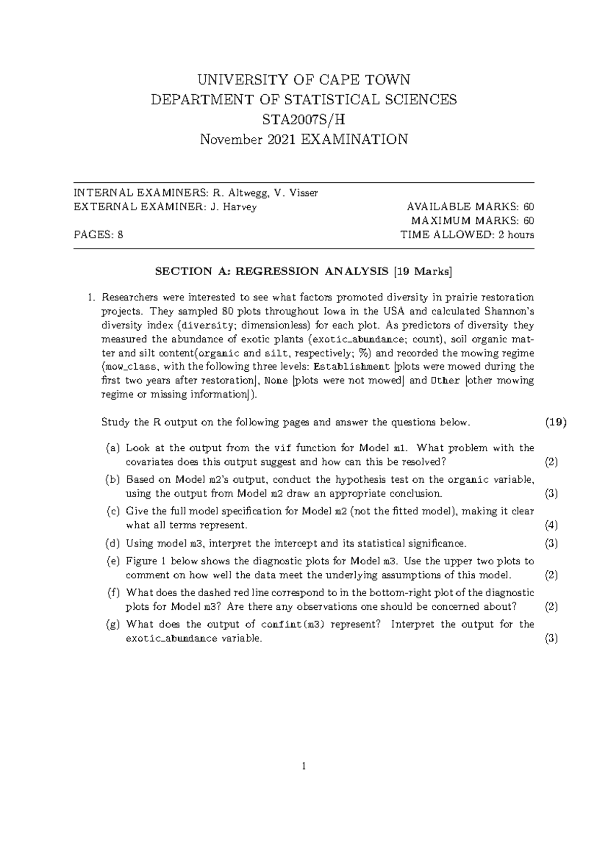 STA2007S/H November 2021 - Statistics Exam Analysis and Solutions - Studocu