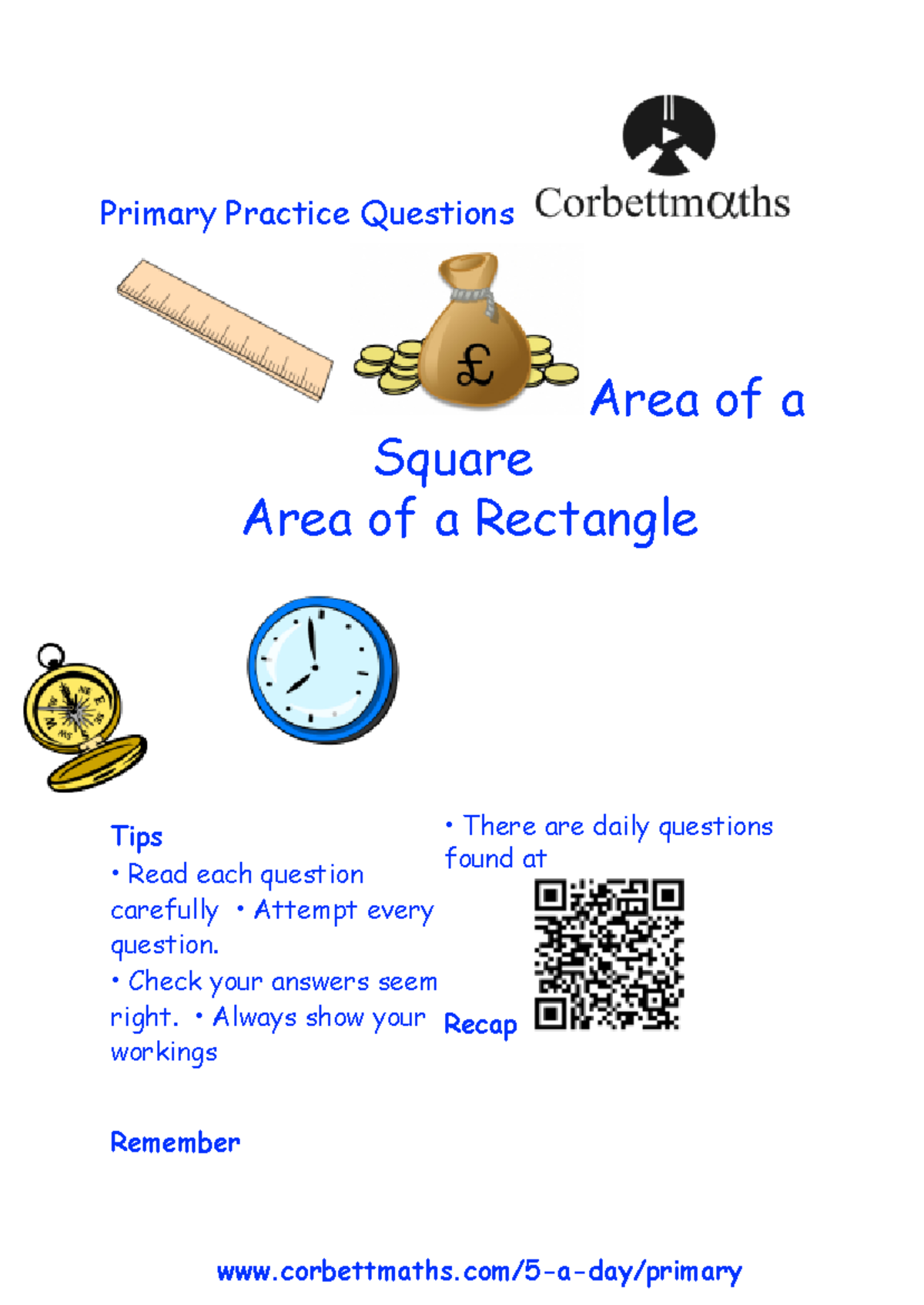 Area of Squares & Rectangles: Practice Questions for Primary Students ...