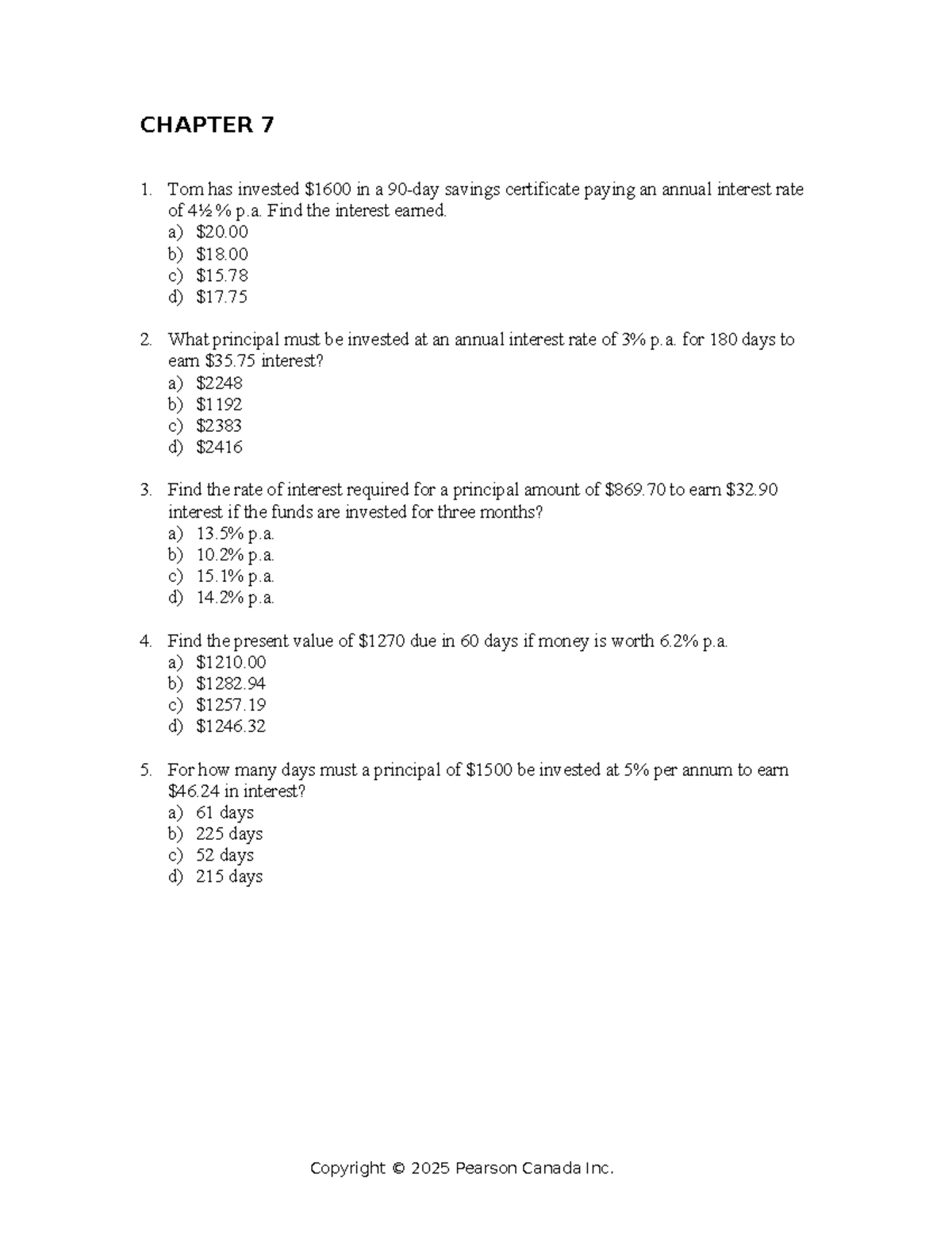 Chapter 7 Math Practice Questions & Answers for Financial Concepts ...