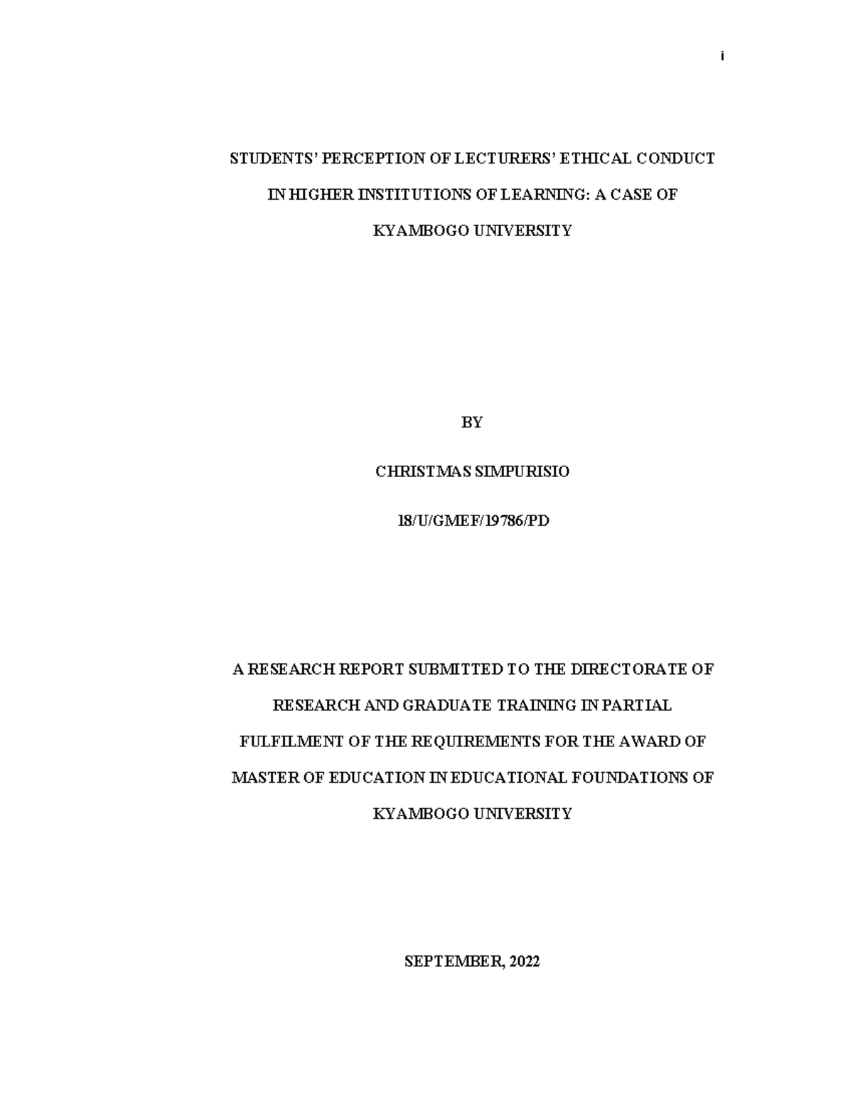 Perception of Ethical Conduct in Higher Education: A Case Study of ...