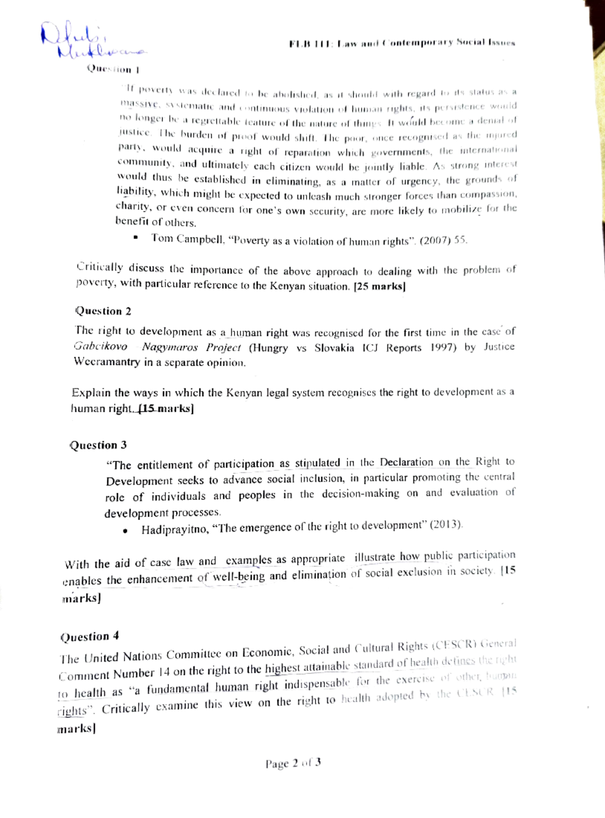 1.2 LLB Exams - these are sample papers - Defects Muchware FLB Law and ...