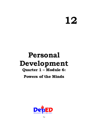 Q1 SHS Personal Development Module 3 - Personal Development Quarter 1 ...