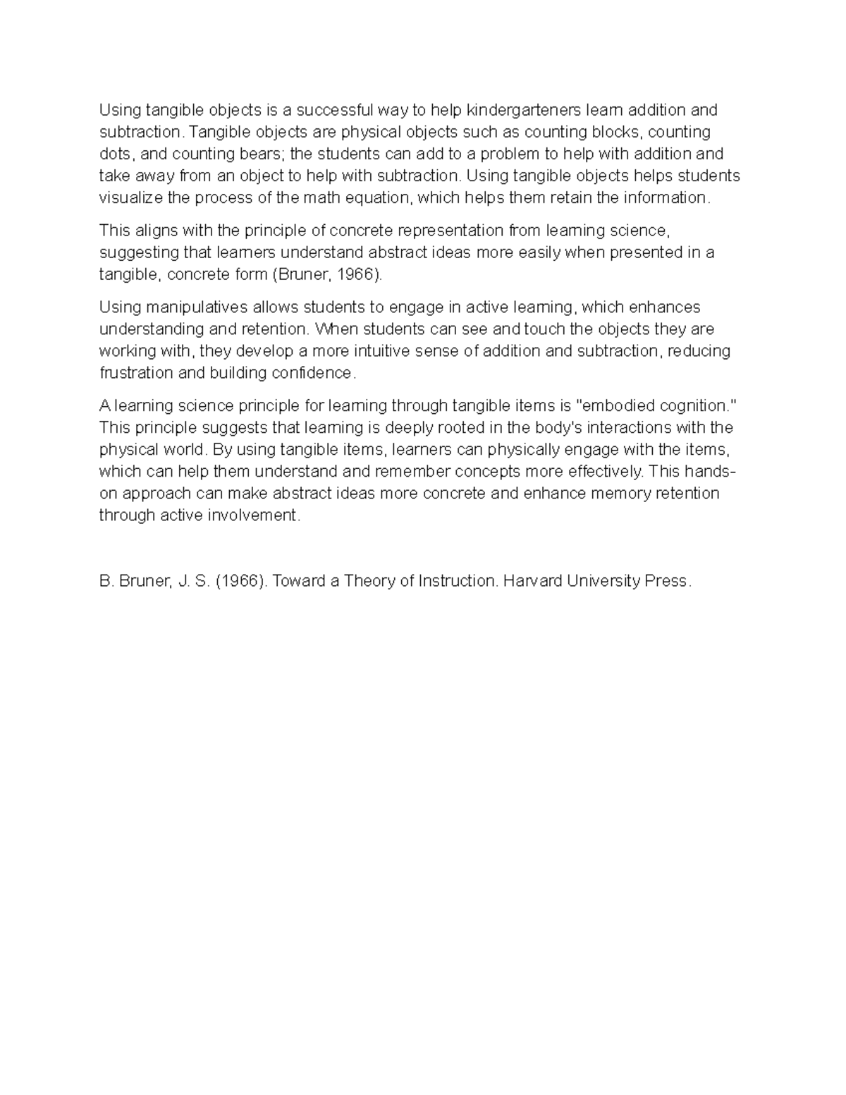 ENN1 TASK 3 - Assignement paper - Using tangible objects is a ...