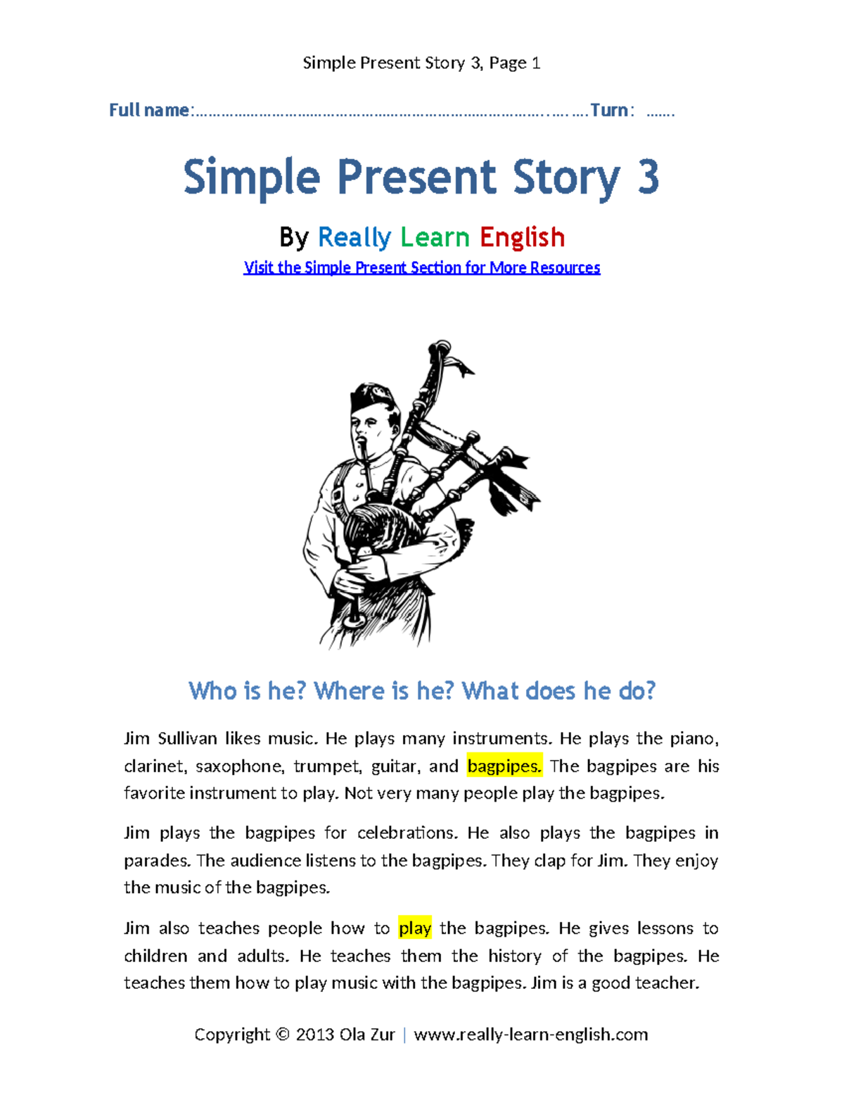Story- present simple - Full - Studocu