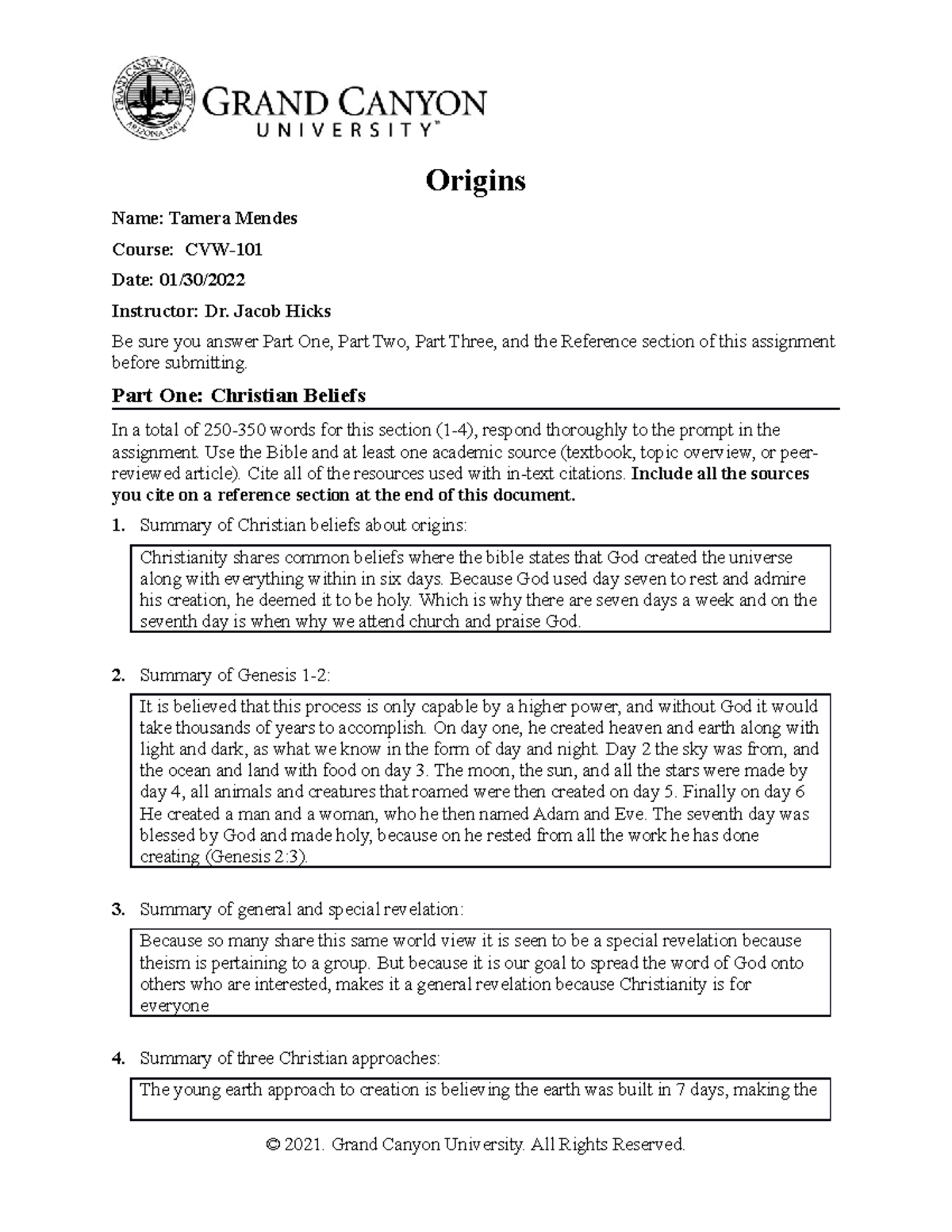 CWV-101-301-RS-T2 Origins complete - Origins Name: Tamera Mendes Course ...