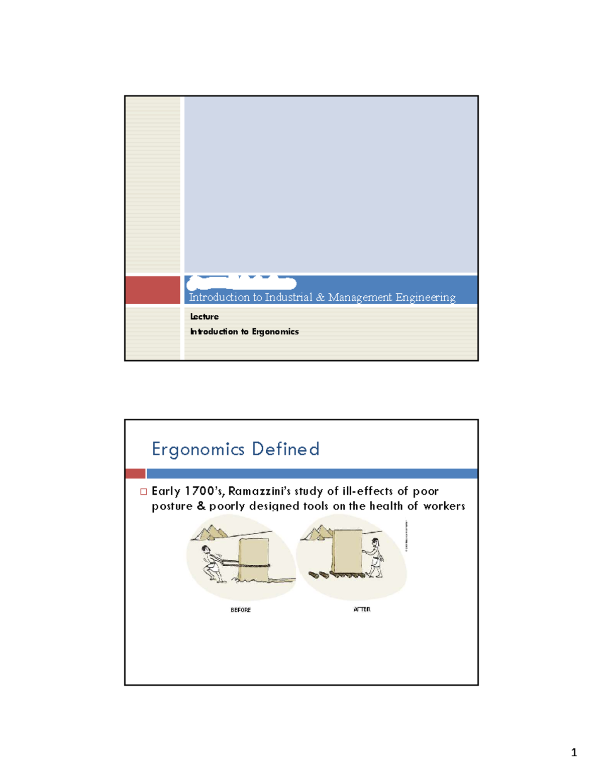 Industrial Management Engineering 08: Ergonomics Lecture Notes - Studocu