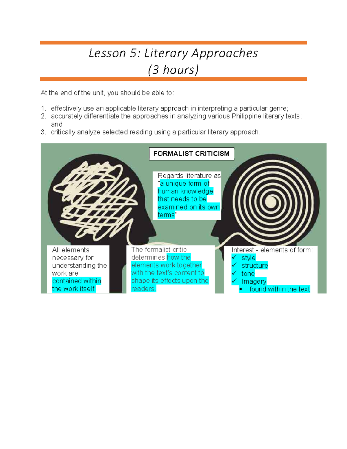 Lesson 5 - Literary Approaches - FORMALIST CRITICISM Regards literature ...