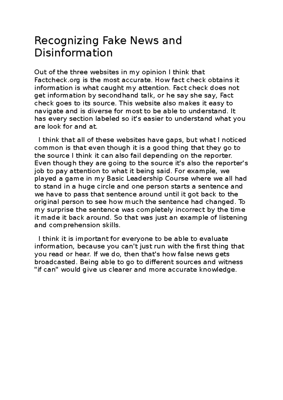 COMM120 Lecture Notes on Identifying Fake News & Disinformation - Studocu