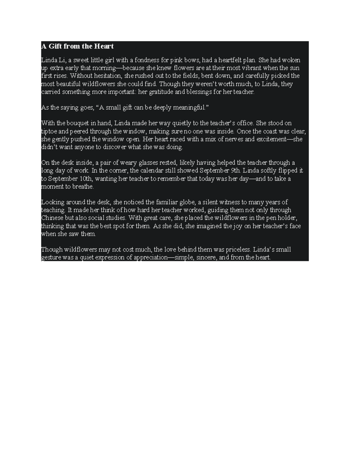 A Gift from the Heart: Essay Tutorial Q for Graded Assignment - Studocu