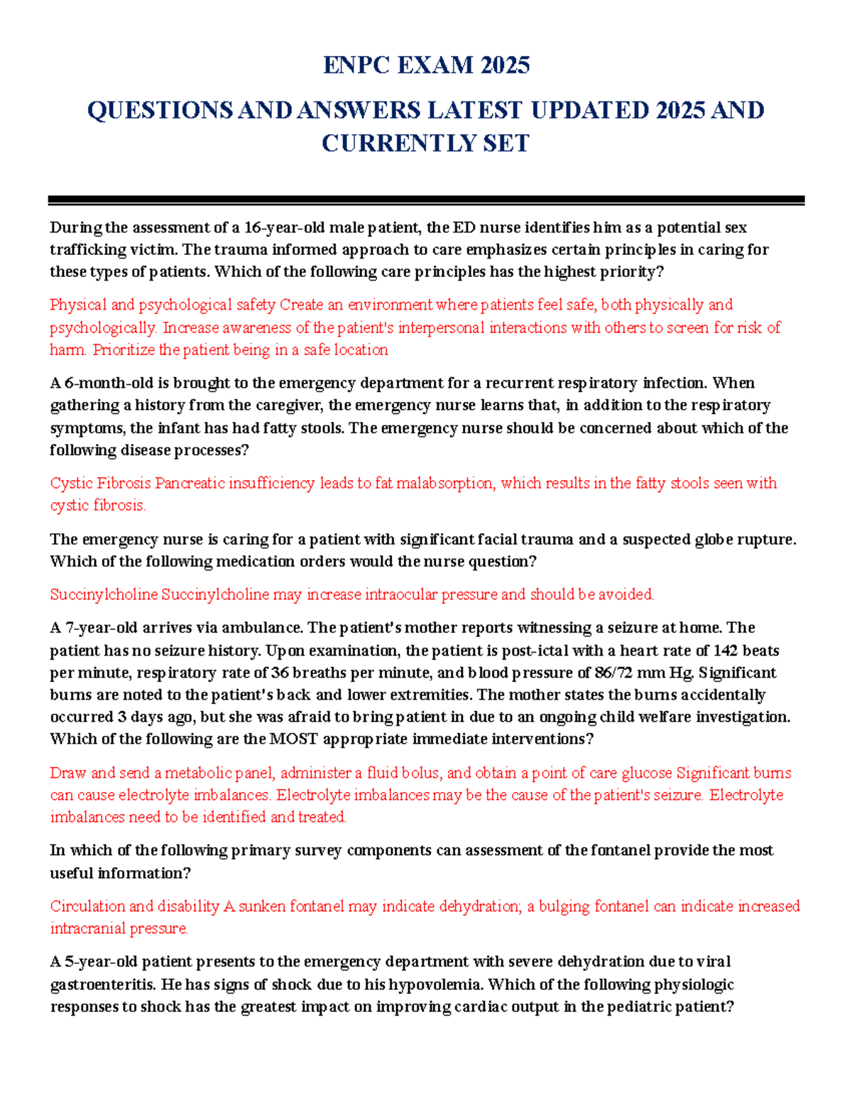 ENPC 2025 FINAL EXAM QUESTIONS & ANSWERS - LATEST UPDATE - Studocu