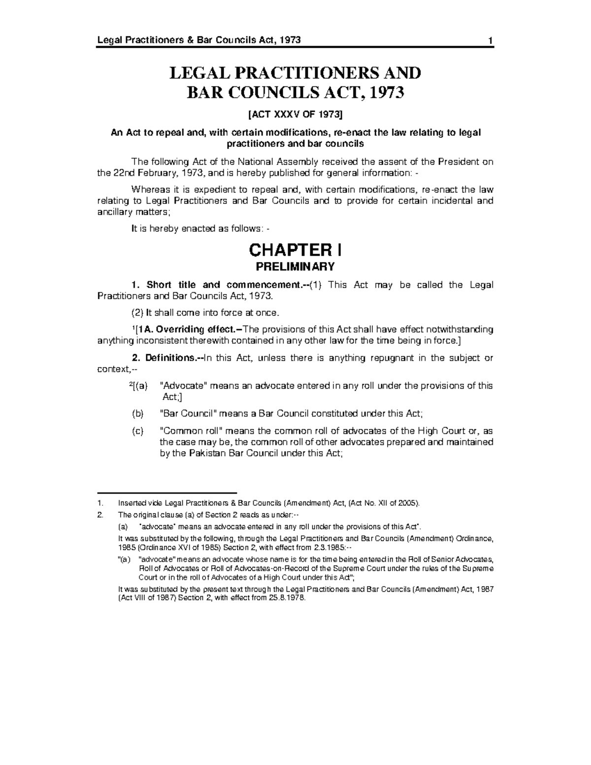 Legal Practitioners & Bar Councils Act, 1973: Comprehensive Overview ...