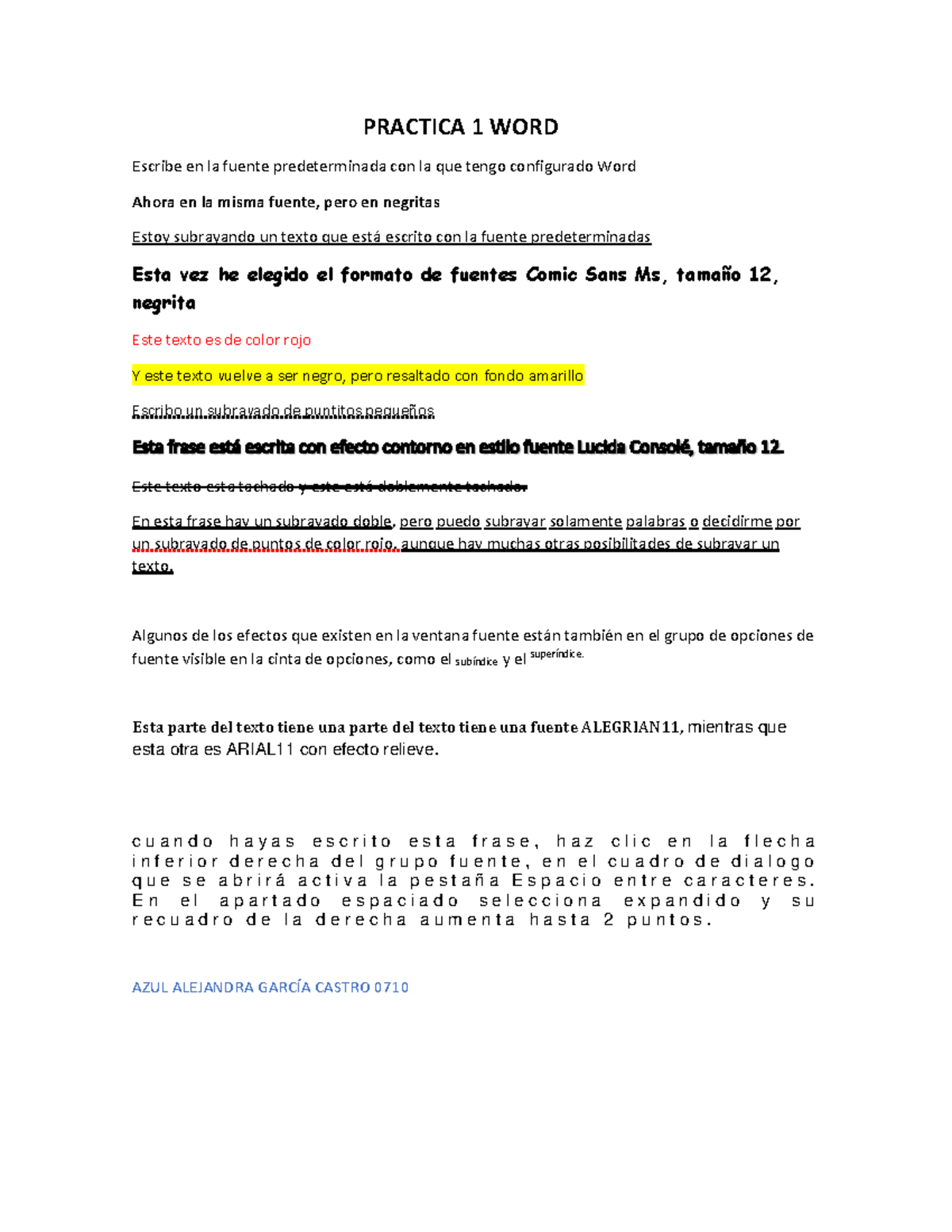 Practica 1 WORD Trabajo DE AZUL043 - PRACTICA 1 WORD Escribe en la ...