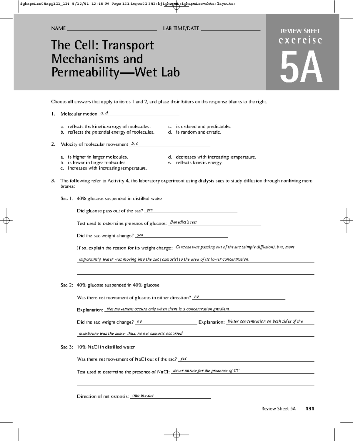 Membranetransport-2 - Lecture notes 5 - REVIEW SHEET exercise 5 A ...