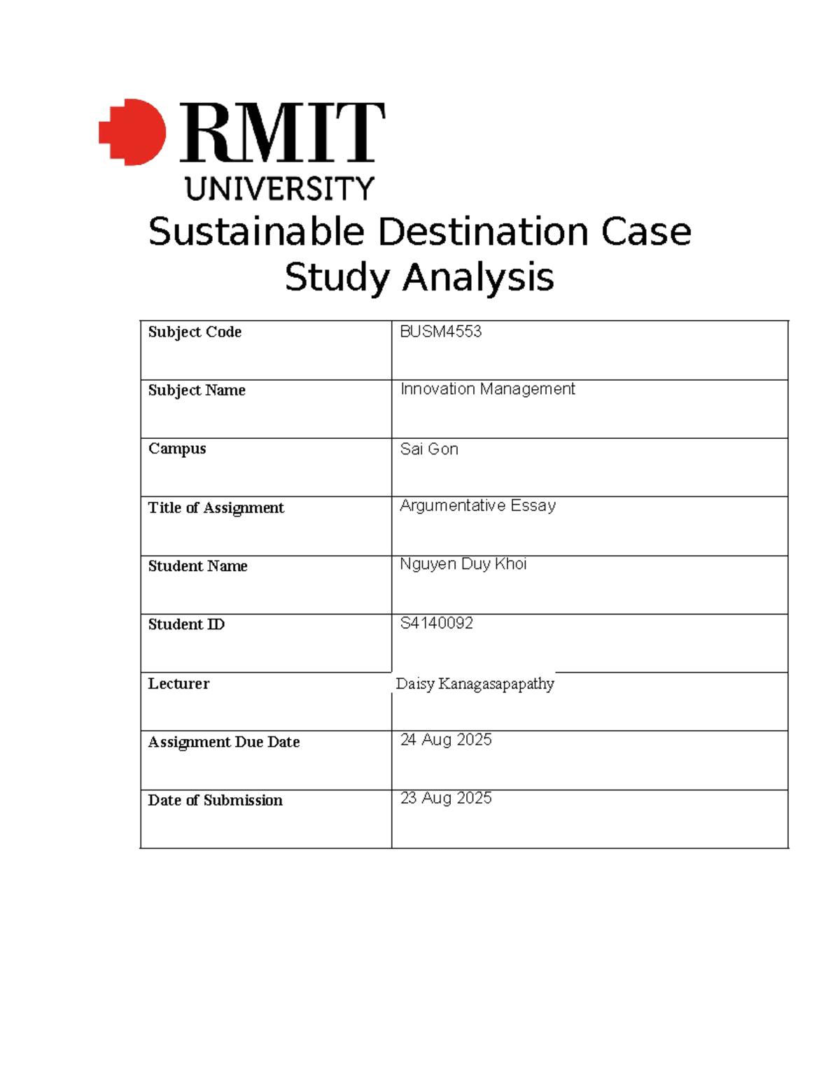 Sustainable Destination Case Study Analysis - Innovation Management ...