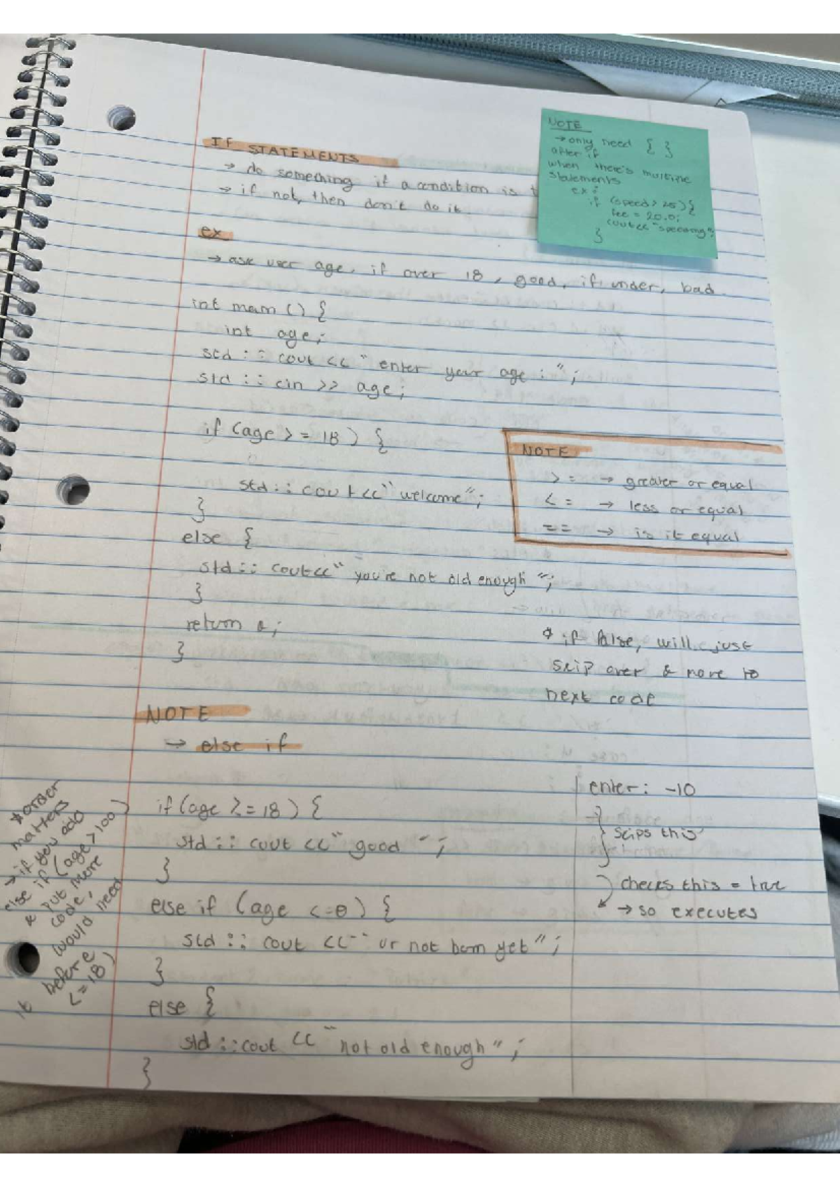 Lecture Notes: Conditional Statements and User Input in C++ - Studocu