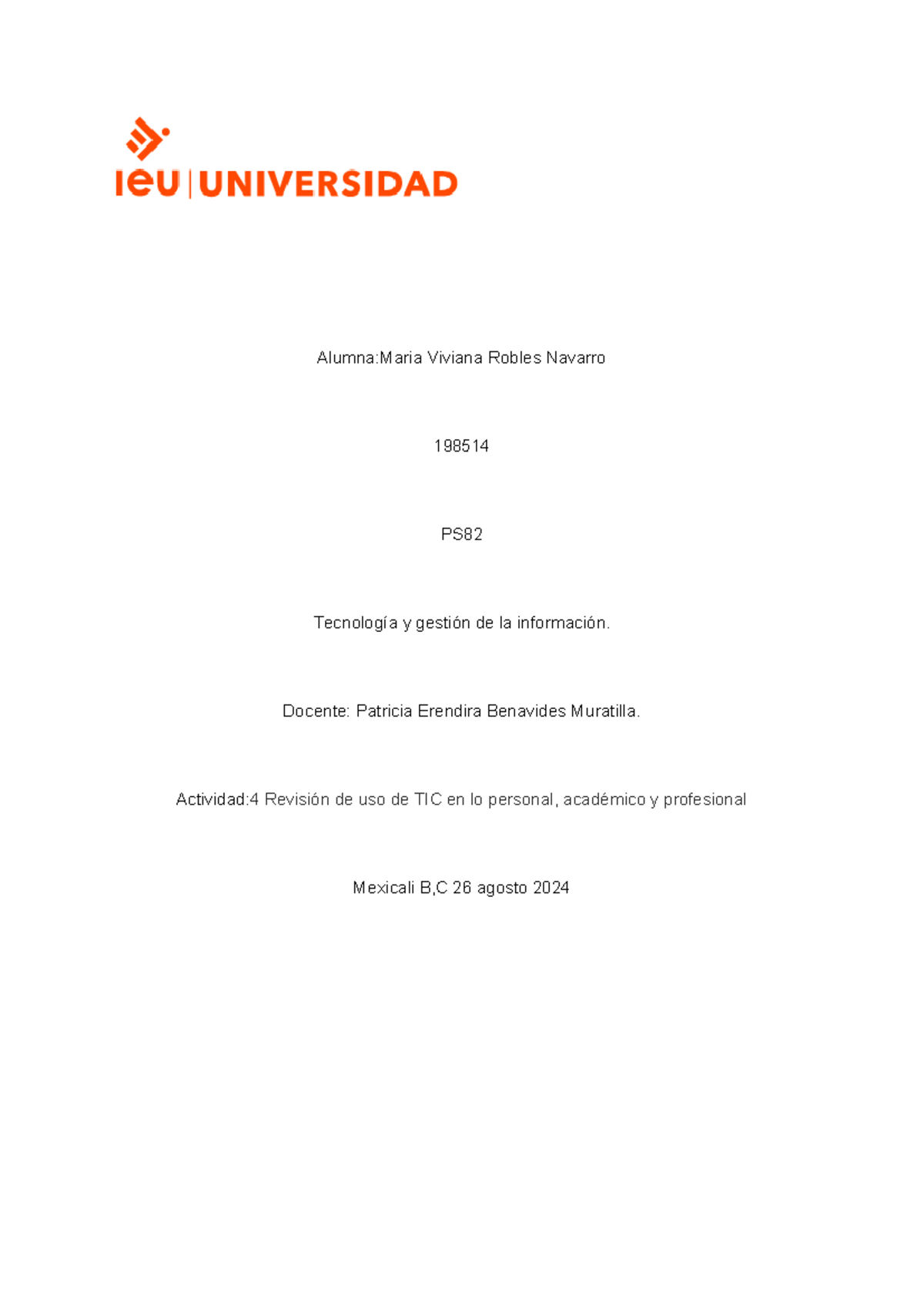 Actividad 4. Revisión de uso de TIC en lo personal, académico y ...