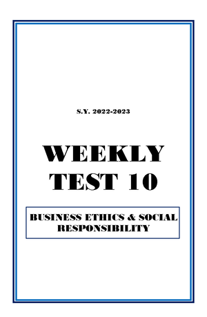 Business Ethics Social Responsibility 10 - S. 2022- MODULE 10 BUSINESS ...