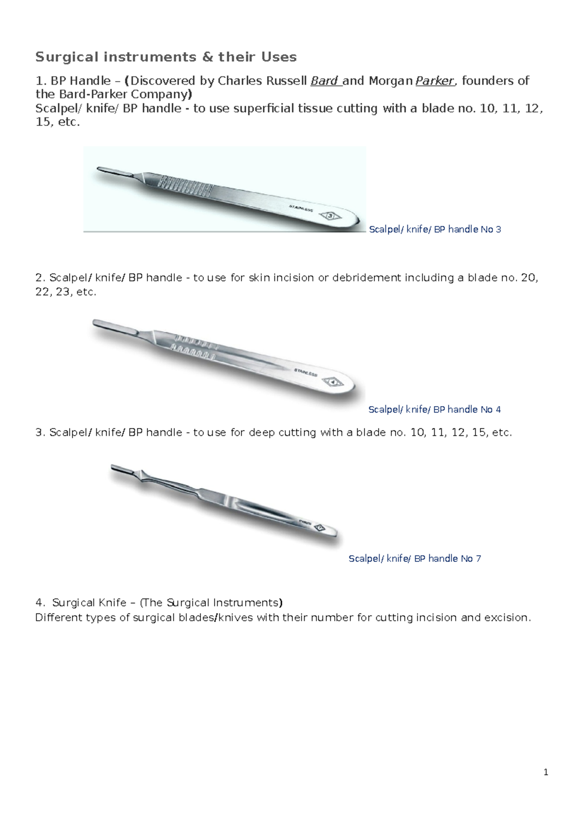 Surgical Instruments & Their Uses: A Comprehensive Guide - Studocu