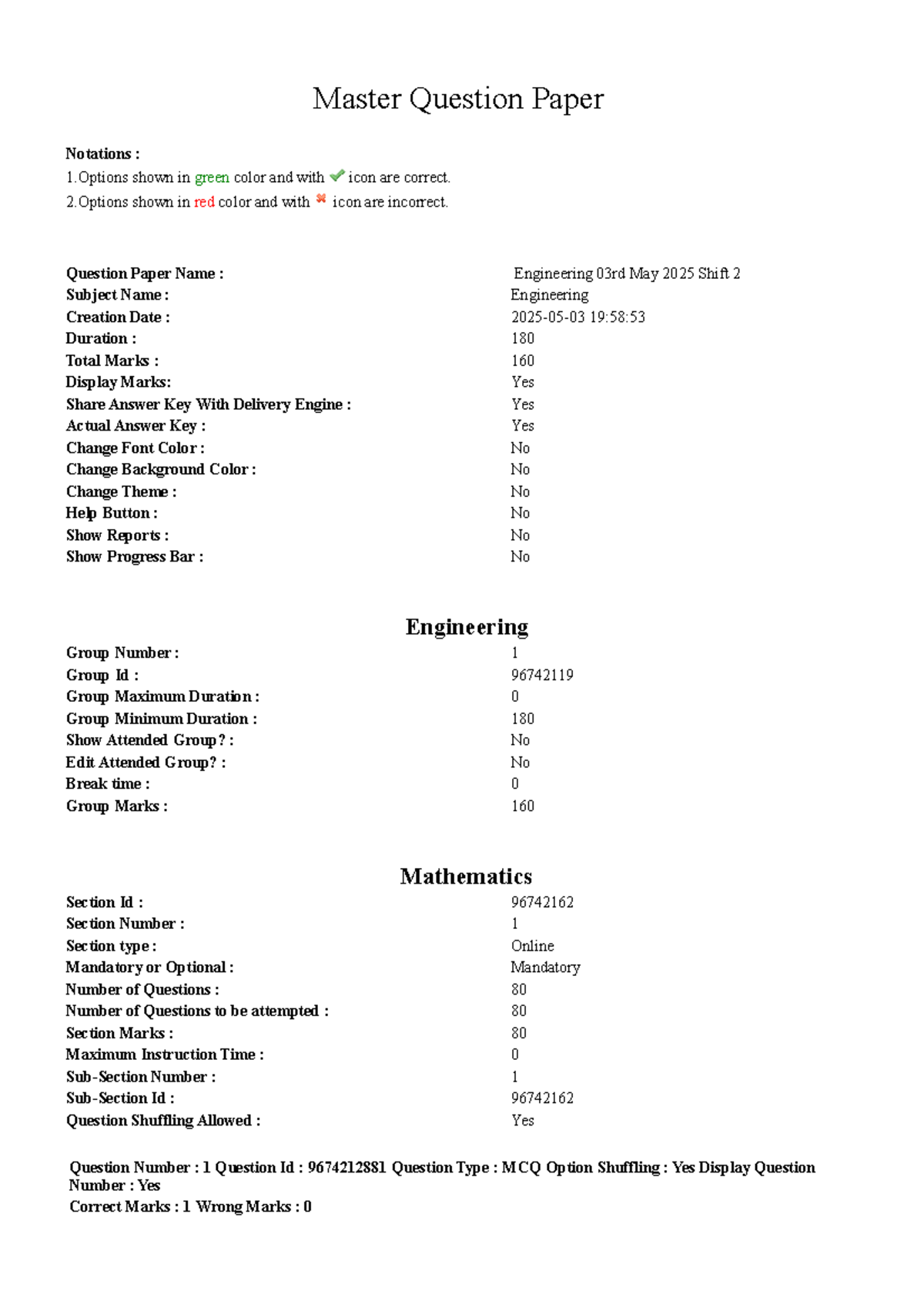 Engineering MCQ Question Paper - Shift 2 (03 May 2025) - Studocu