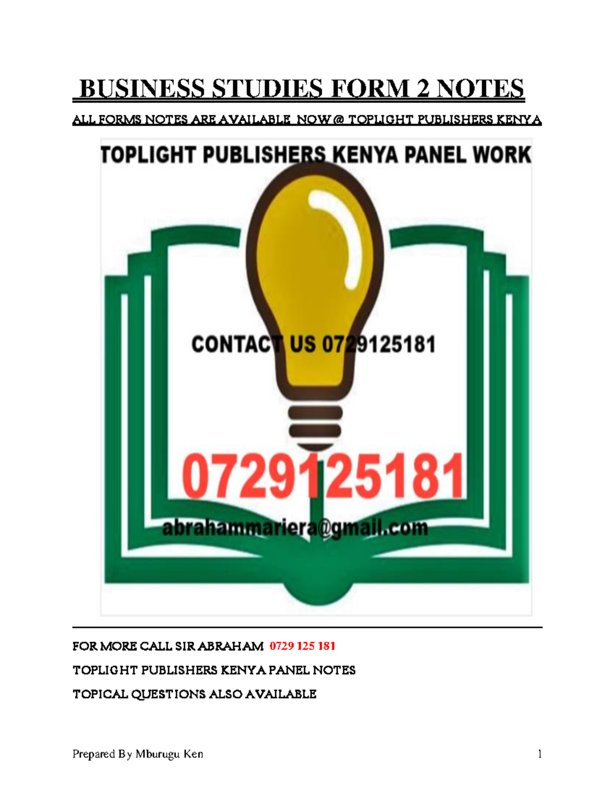 Business Studies Form 2: Comprehensive Teaching Notes and Insights ...