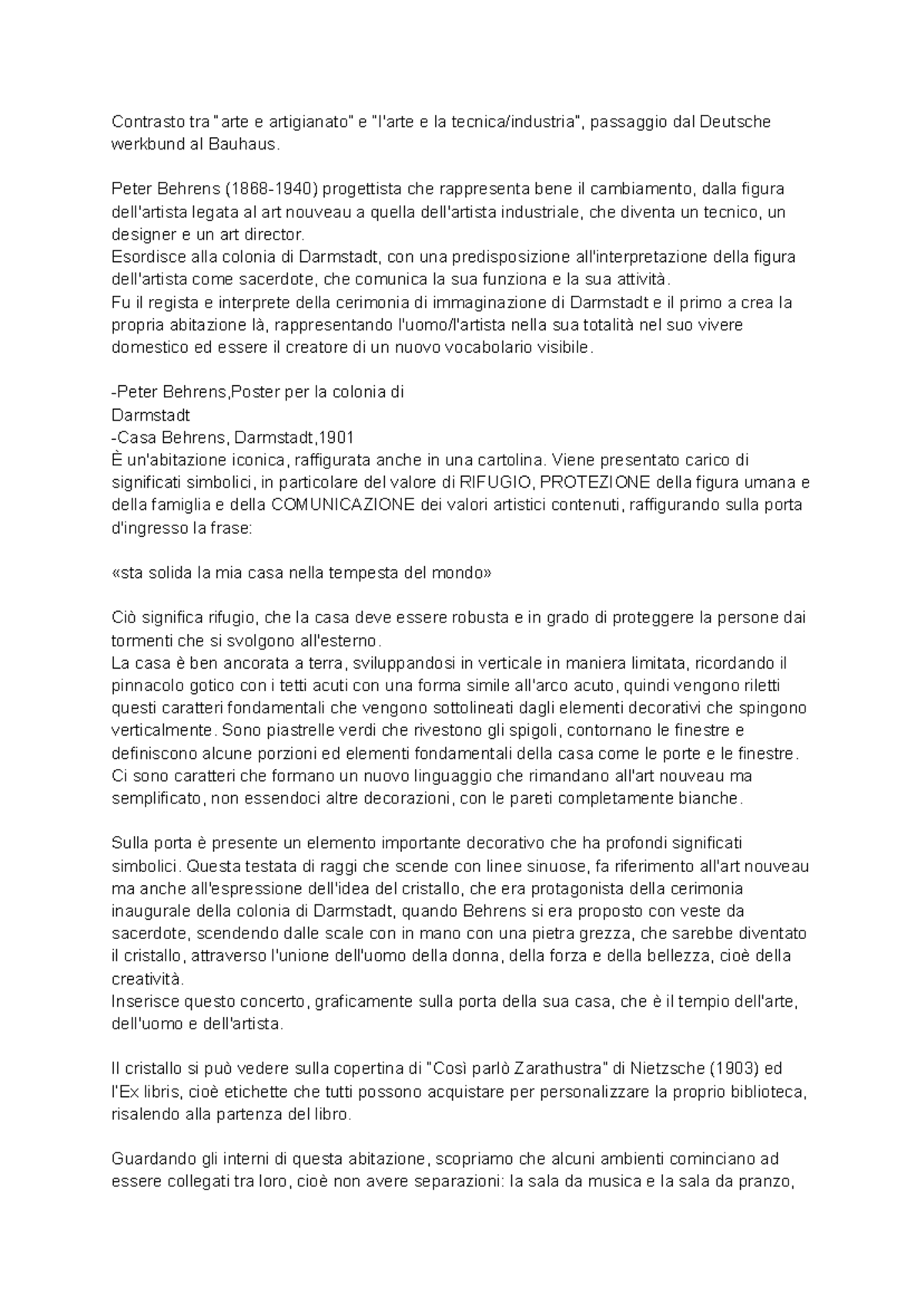 Peter Behrens: Transizione dal Deutsche Werkbund al Bauhaus - Studocu