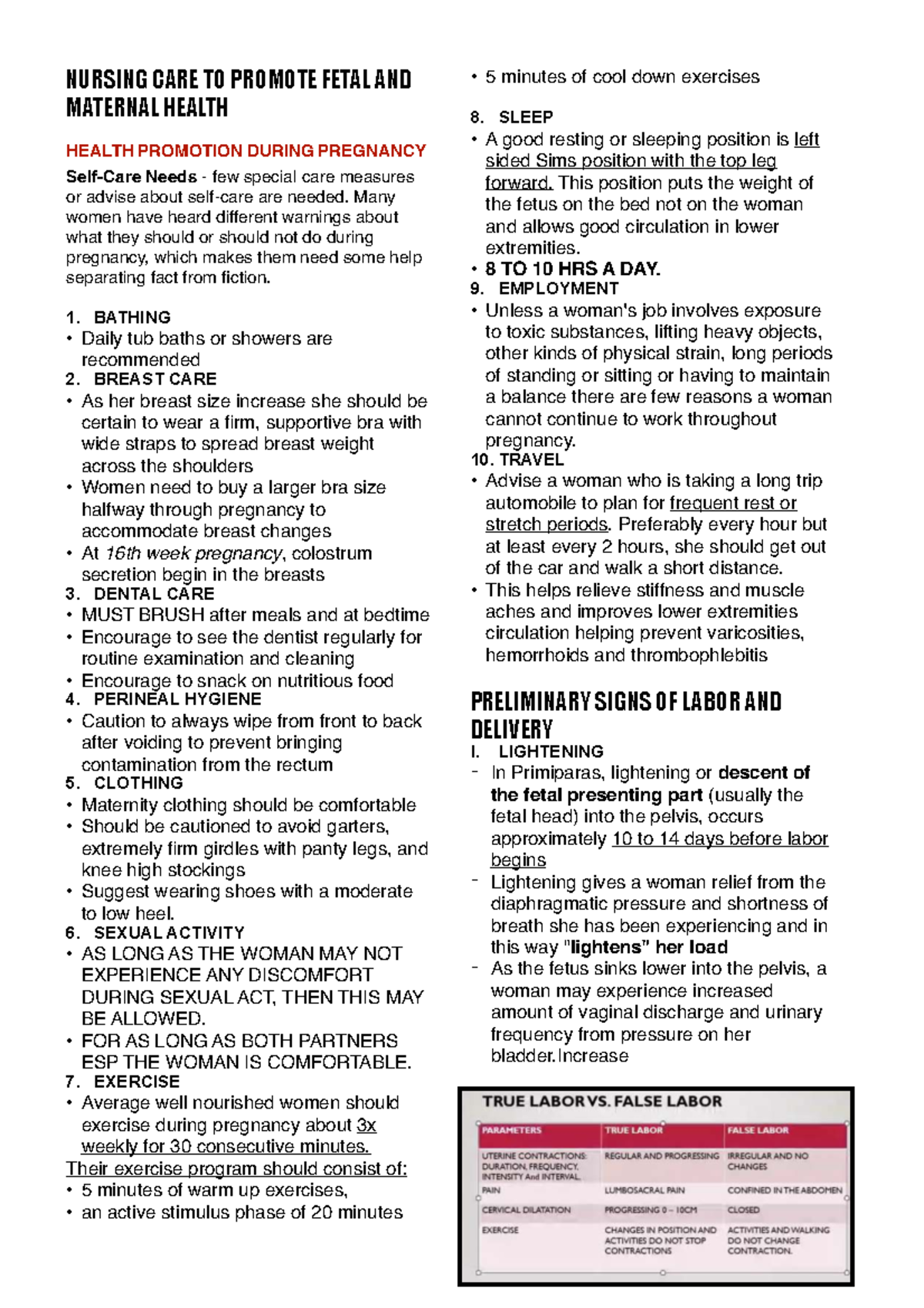 NURS 201: Maternal Health Promotion and Fetal Care Guidelines - Studocu