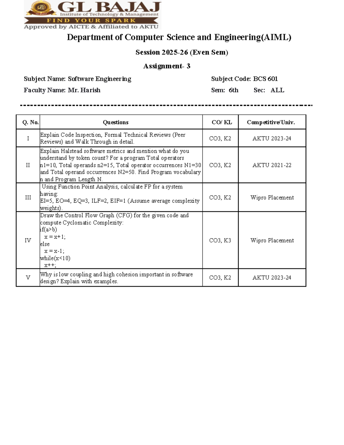 BCS 601 - Software Engineering Assignment UNIT 3 (Even Sem) - Studocu