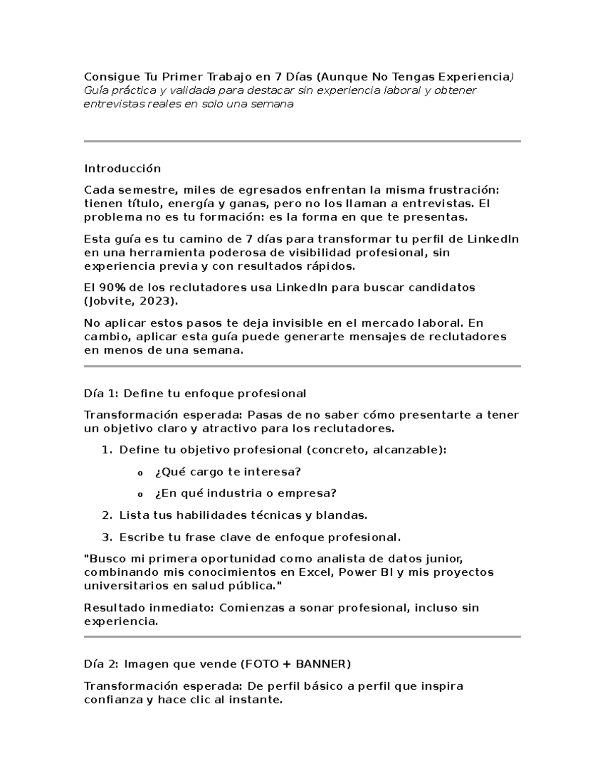 Guía Práctica: Consigue Tu Primer Trabajo en 7 Días Sin Experiencia ...