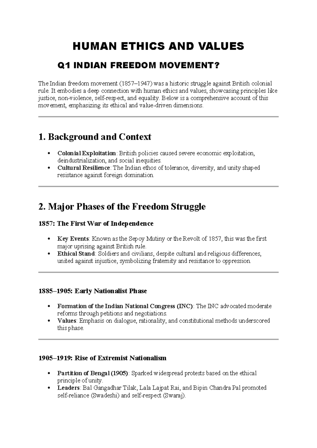 Human Ethics & Values: Key Questions for Exam Preparation - Studocu